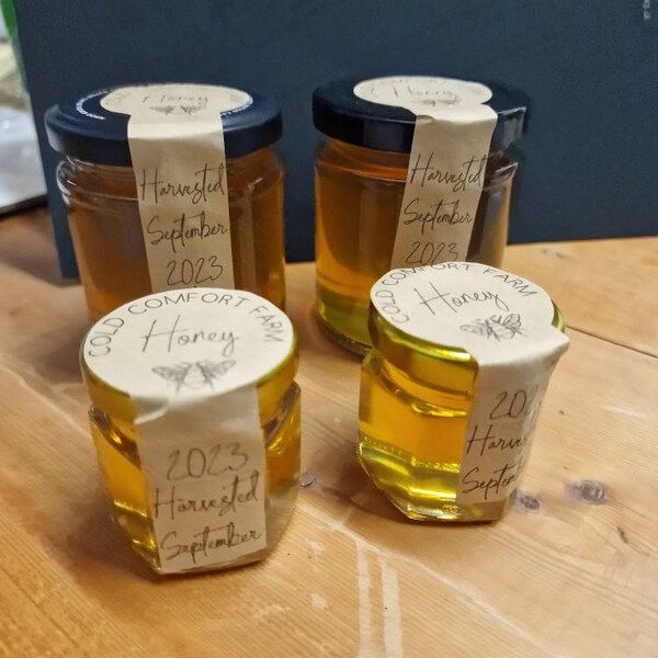 Custom Honey Jar Labels. Personalised Text. Printed Onto Rustic Kraft ...