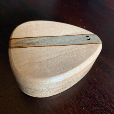 Handmade Wood Guitar Pick Box and Pick, Hand Made Custom Wood Guitar ...
