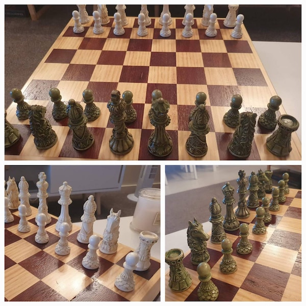 Made to Order – Chess Set, Ornate Staunton Design in Stone and Jade ...