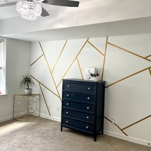 Gold Silver Wall Decal Geometric Line Wall Sticker Peel and Stick ...