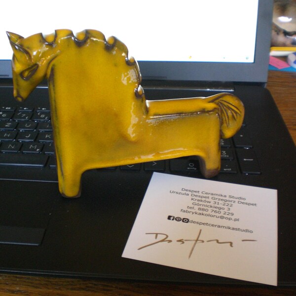 Ceramic Blue Bull Sculpture, Unique Handmade Gift, Minimalist Animal ...