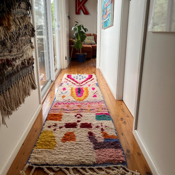 Fine Moroccan Green Rug, Colorful Boujaad Rug, Handmade Rug, All Wool ...