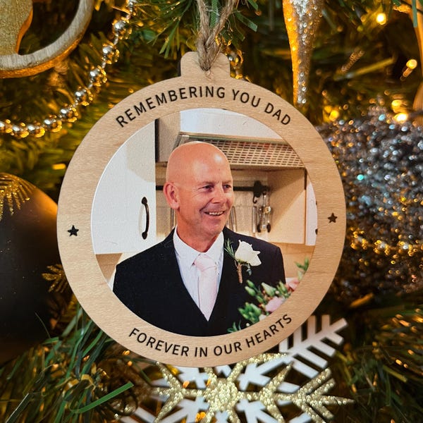 Personalised Memorial Photo Bauble | Keepsake Christmas Decoration in ...