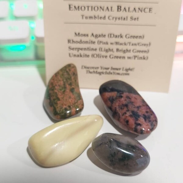 LYMPHATIC SYSTEM SUPPORT Tumbled Crystal Healing Set - 4 Gemstones With ...