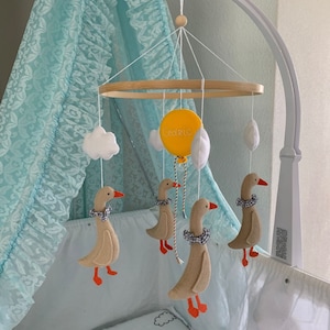 Duck Nursery Baby Mobile Goose Blue Ribbon Baby Mobile Boys Crib Mobile ...