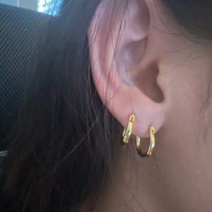 Medium Thick Gold Hoop Earrings, Little Gold Hoops, Gold Hoop Earrings ...