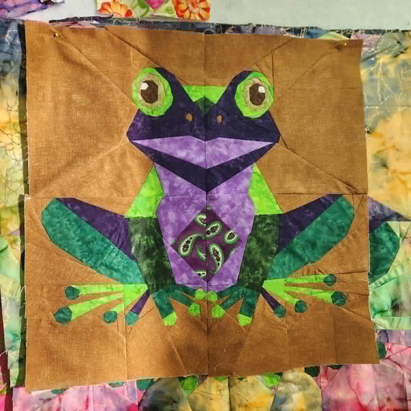 Frog FPP Quilt Pattern: Modern FPP • Animal Patchwork Quilt Block • FPP ...