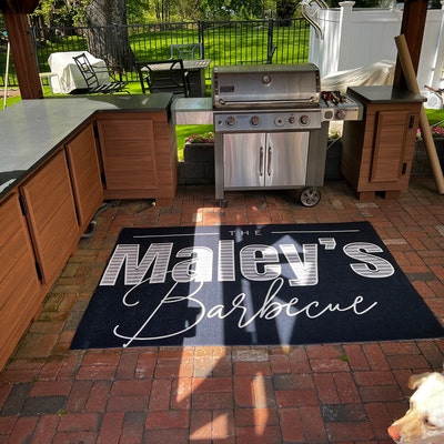 Grill Mat Personalized Outdoor Rug for Dad's BBQ Smoker Backyard BBQ ...