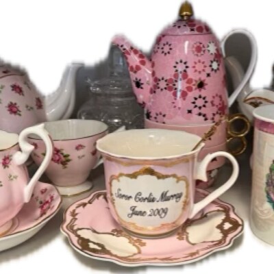 Gorgeous Black and Gold Tea Set, Bat, Cat, Crow and Moth Design ...