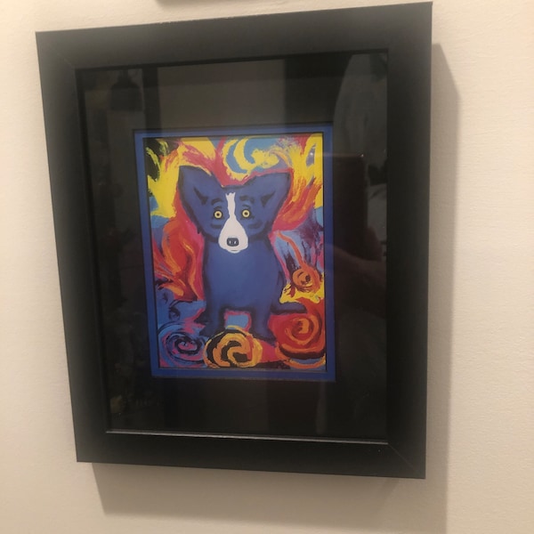 Blue Dog George Rodrigue Framed and Matted Postcard " She Lived Across ...