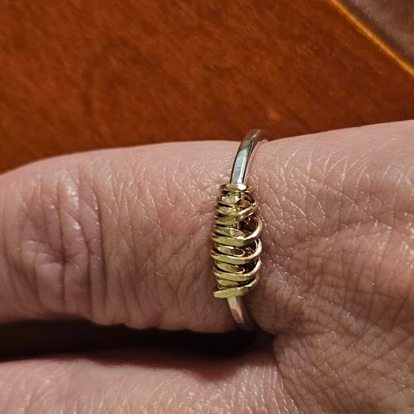 Spun Gold Ring - Silver and Gold Winding Ring Simple but Unique Mixed ...