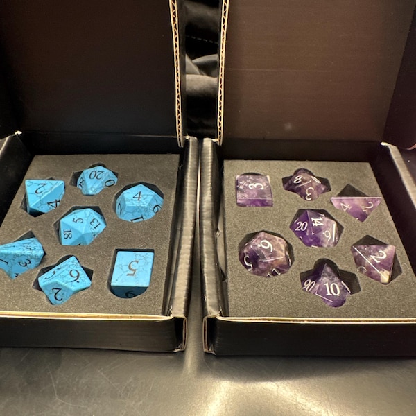 Natural Amethyst Dice Set| Gemstone D20 D&D Dice Set| Dungeons and ...