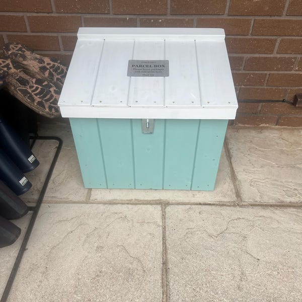 Wooden Parcel Box. Personalised Doorstep Porch Parcel Storage Box ...