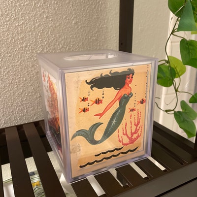 Mermaid Tissue Box Dispenser Retro Vintage Nautical 1950's Pin up Girl ...