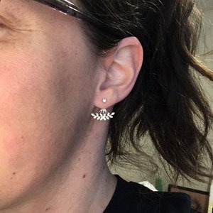 Leaf Ear Jackets, Minimalist Earrings, Silver Leaf Earrings, Gold Leaf ...