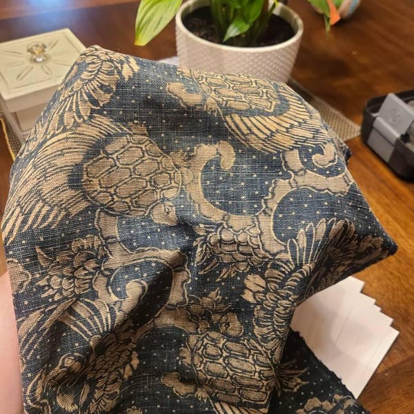 A Thick Indigo Katazome Linen Cloth From the End of the Edo Period. It ...