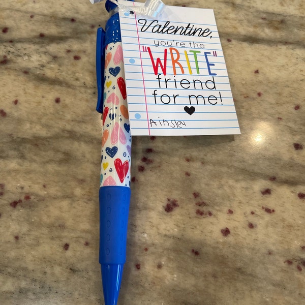 Valentine's Day Pencil Printable Tag, Non Food Valentine Class Pen ...
