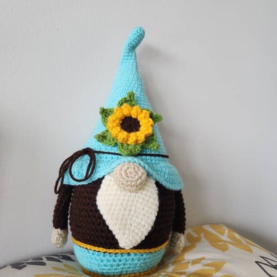 Crochet Patterns Flower Gnome, Easter Gnome, Sunflower Gnome, Crochet ...