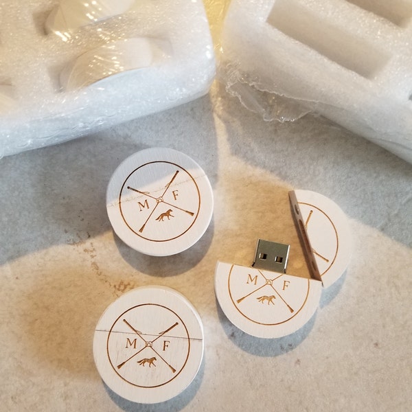 Set of 25 Wooden 128MB Round 2.0 USB Flash Drive- Personalized Custom ...