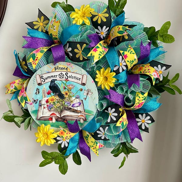 Summer Solstice Wreath Sign, Pagan Calendar, June Solstice Art, Pagan ...