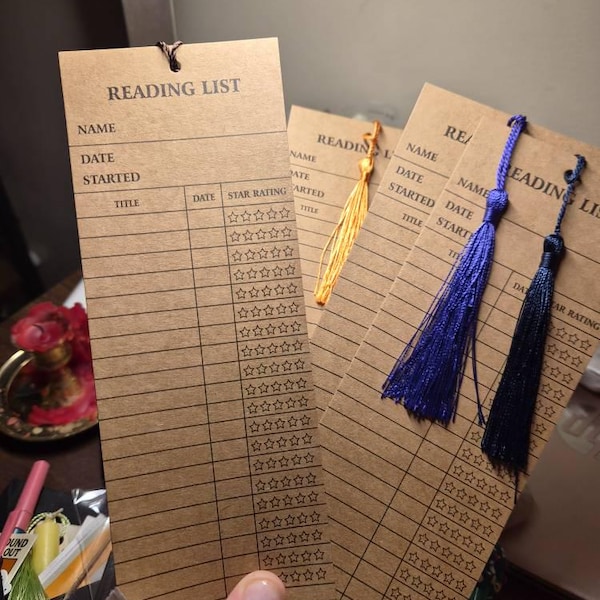 Kraft Reading List Bookmark Book Tracker Librarian Gift for Her Reader ...