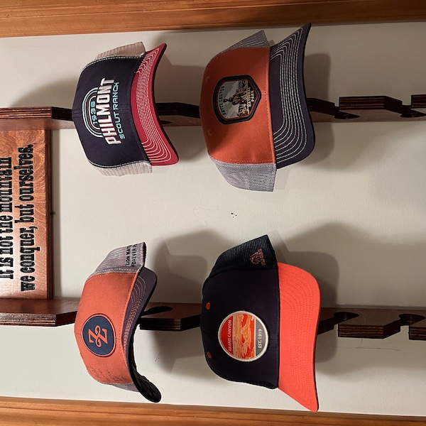 Custom Cap Rack for 20 Caps, Hat Rack, Carved Cap Rack, Personalize Cap ...