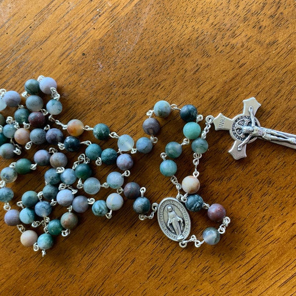 Fancy Jasper Stone Rosary - Catholic Rosary - Holy Rosary - Simple ...