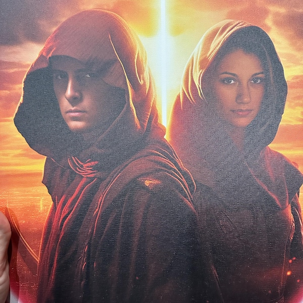 Personalized Jedi Couple Portrait, Custom Sci-fi Couple Art, Galaxy ...