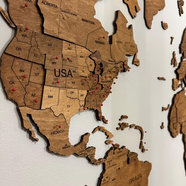 World Map Flag Push Pins, Travel Map Pins, Push Pins for Wood World Map ...