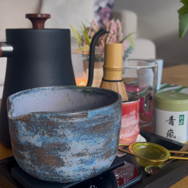 Matcha Chawan Set With Whisk Holder for Tea Lovers, Handmade Chawan ...
