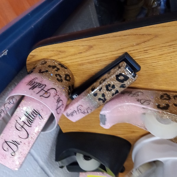 Leopard Desk Accessory, Ombre Office Supplies, Glitter Stapler, Office ...