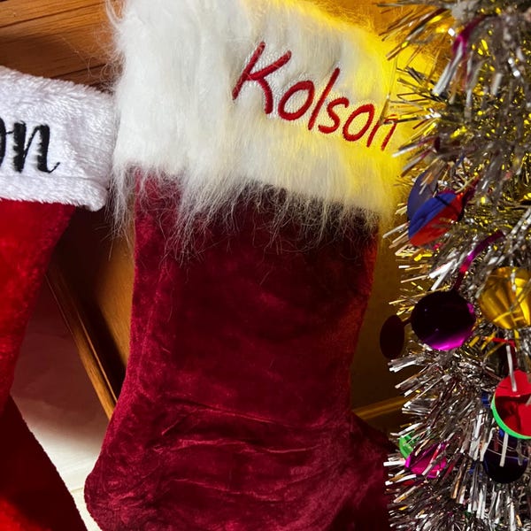 Red Velvet Plush Personalized Stocking | Velvet Custom Stocking ...