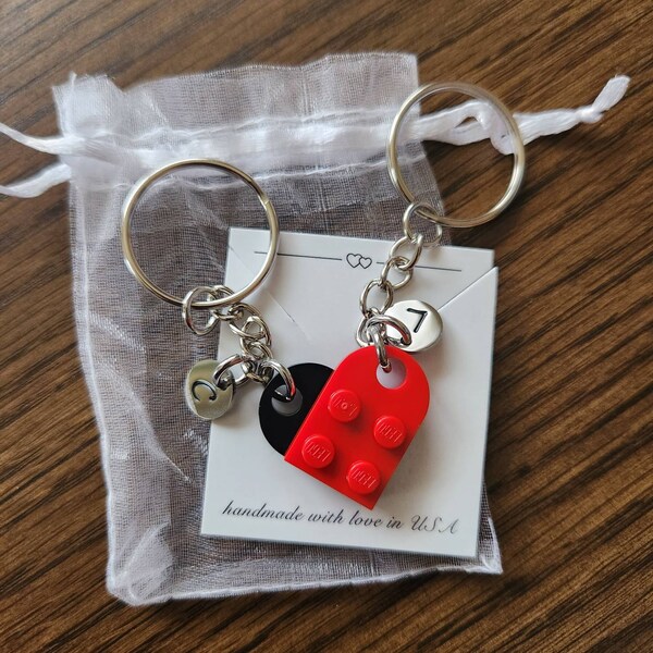 Heart Keychain Set - Made With Authentic LEGO® Bricks, INITIALS ...