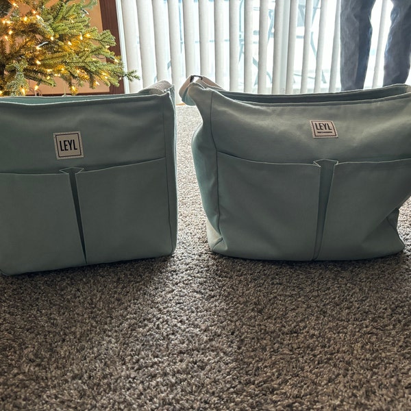 Canvas Tote Bag With Compartments, Large Crossbody Tote Bag With Zipper ...