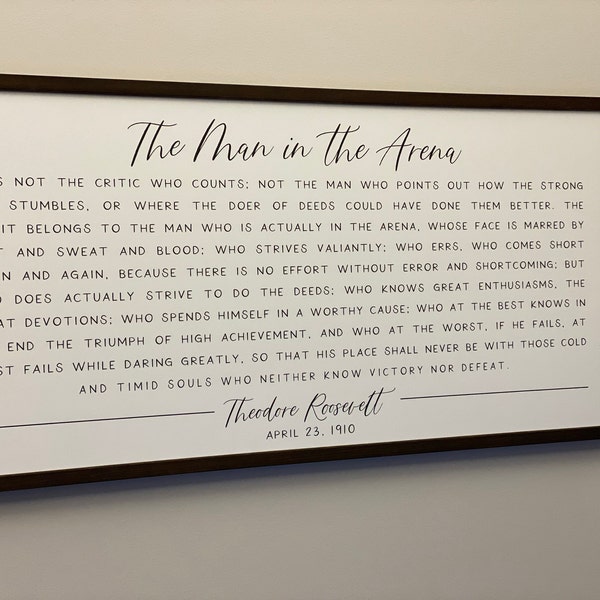 Inspirational Signs | the Man in the Arena Sign | Home Decor Sign ...