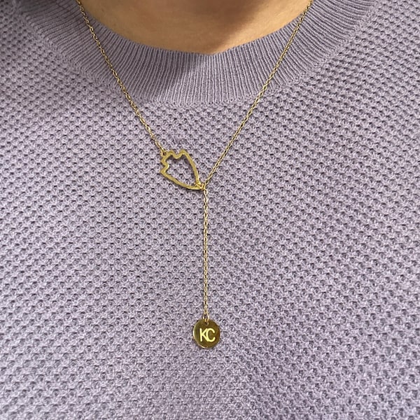 Kansas City Inspired Lariat Chief Y Necklace Gold Mini Arrowhead KC ...