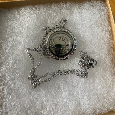 Graduation Floating Charm Locket Necklace, Medium Circle Locket, Class ...