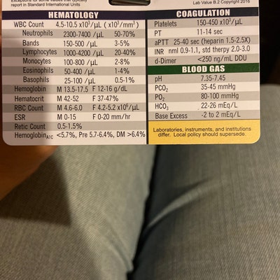 Laboratory Values Badge Card Reference Horizontal for Nurse Medic EMT ...