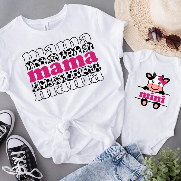 Stacked Cow Mama Svg, Cow Print Svg, Retro Mother T-shirt, Mom Life ...