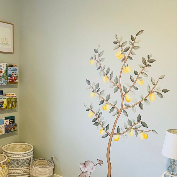 Big Lemon Tree Wall Decals With Leaves, Plastic-free Wall Stickers - Etsy