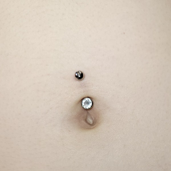 Solid 925 Silver Small Belly Ring With Sparkling Cubic Zirconia ...