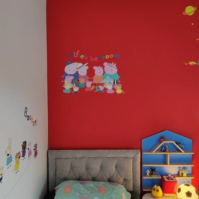Personalised Peppa Pig Family Wall Sticker, Peppa Pig Wall Decal, Peppa ...