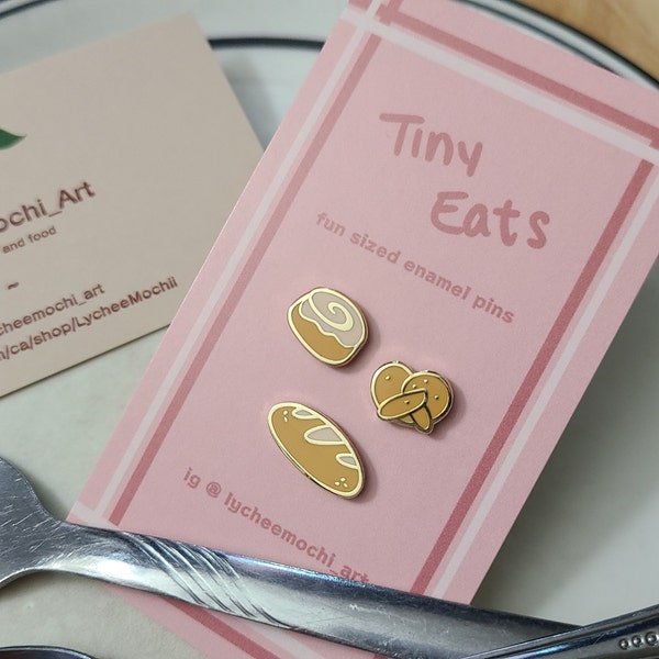 Tiny Eats - Pretzel Pin, Cinnamon Bun Pin, Baguette Pin, Board Filler ...