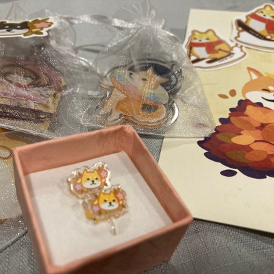 Floral Doge Pin Cute Shiba Inu Wooden Pin - Etsy