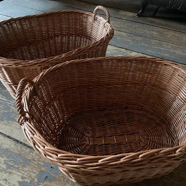 Extra Long Willow Woven Basket With Handle: Large Size - Etsy