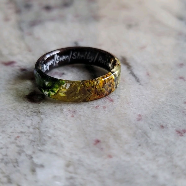 Mens Forest Ring With Wood and Moss, Nature Wooden Wedding Rings, Wood ...