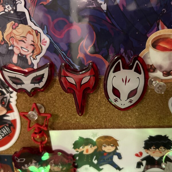 Persona 5 Phantom Thief Masks Red Epoxy Acrylic Pins - Etsy