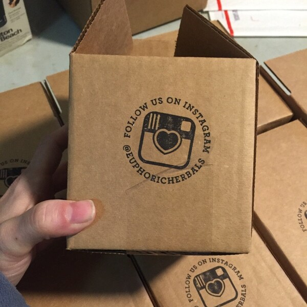 Custom Social Media Rubber Stamp With a Heart and the Instagram Icon ...
