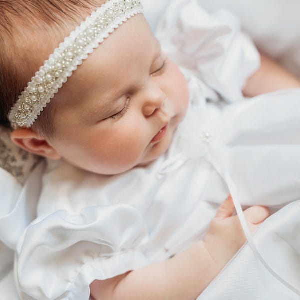 Baby Satin Shoes Ivory Booties for Christening, Baptism Bow Shoes ...