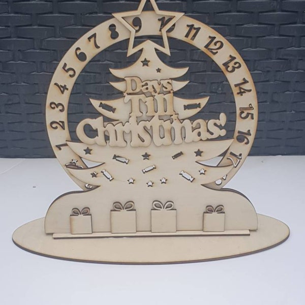 Days Till Christmas Countdown Calendar Laser Cut Files Glowforge Svg ...